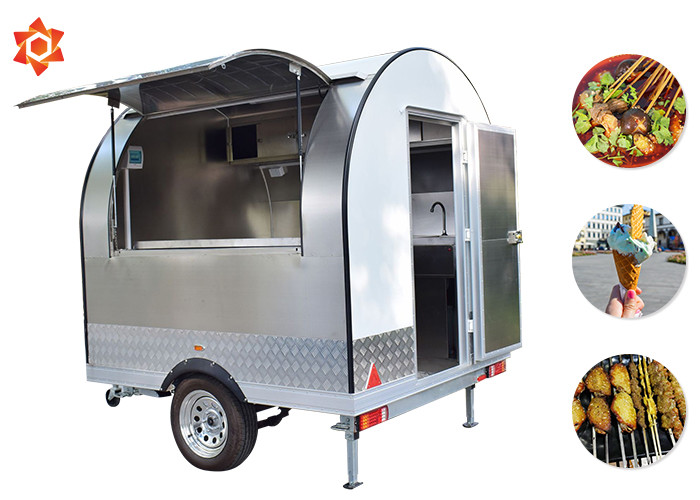 Electric Fast Food Trailer Mobile Catering Truck 1300kg Weight 1 Year ...